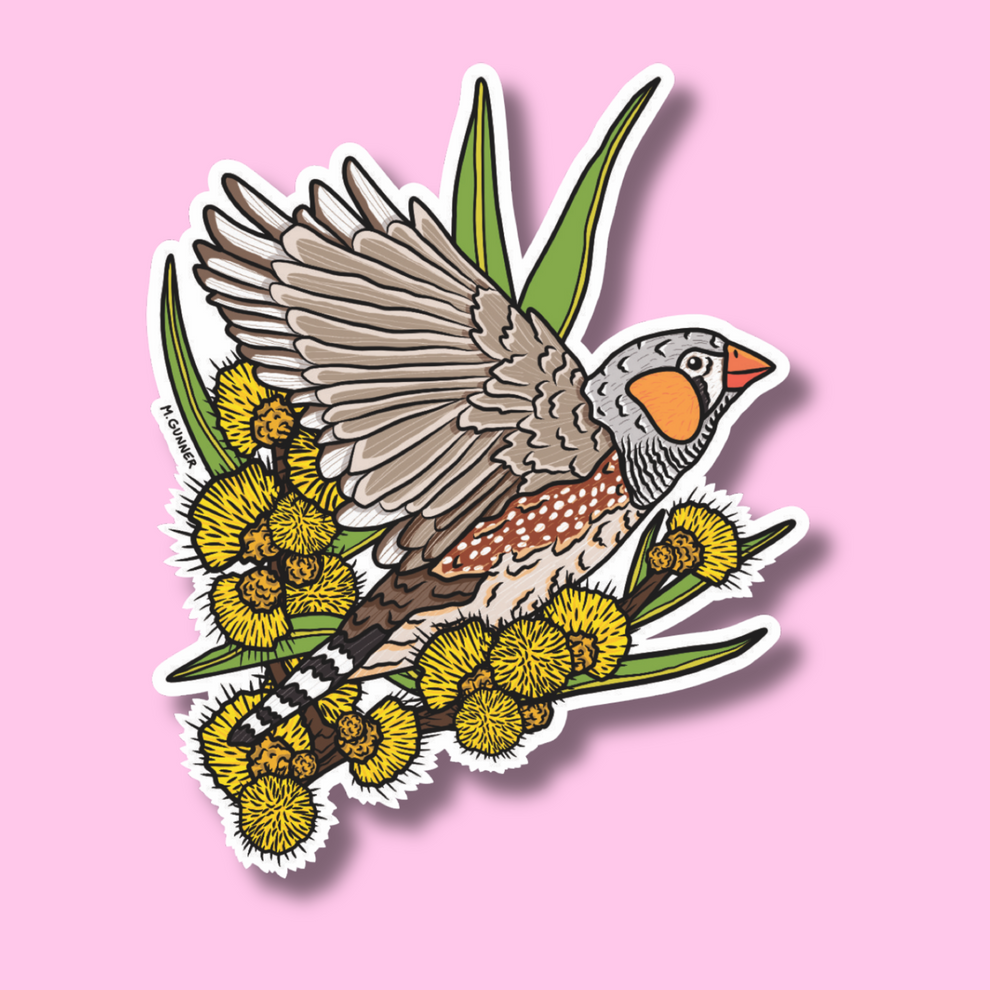 Zebra Finch Sticker – MR GUNNER ART